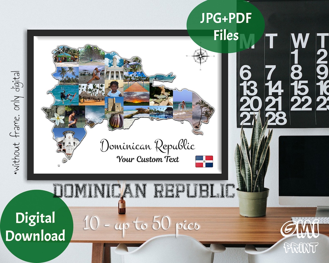 Dominican Republic Photo Collage, MAP Collage, Wedding Gift, Caribbean ...