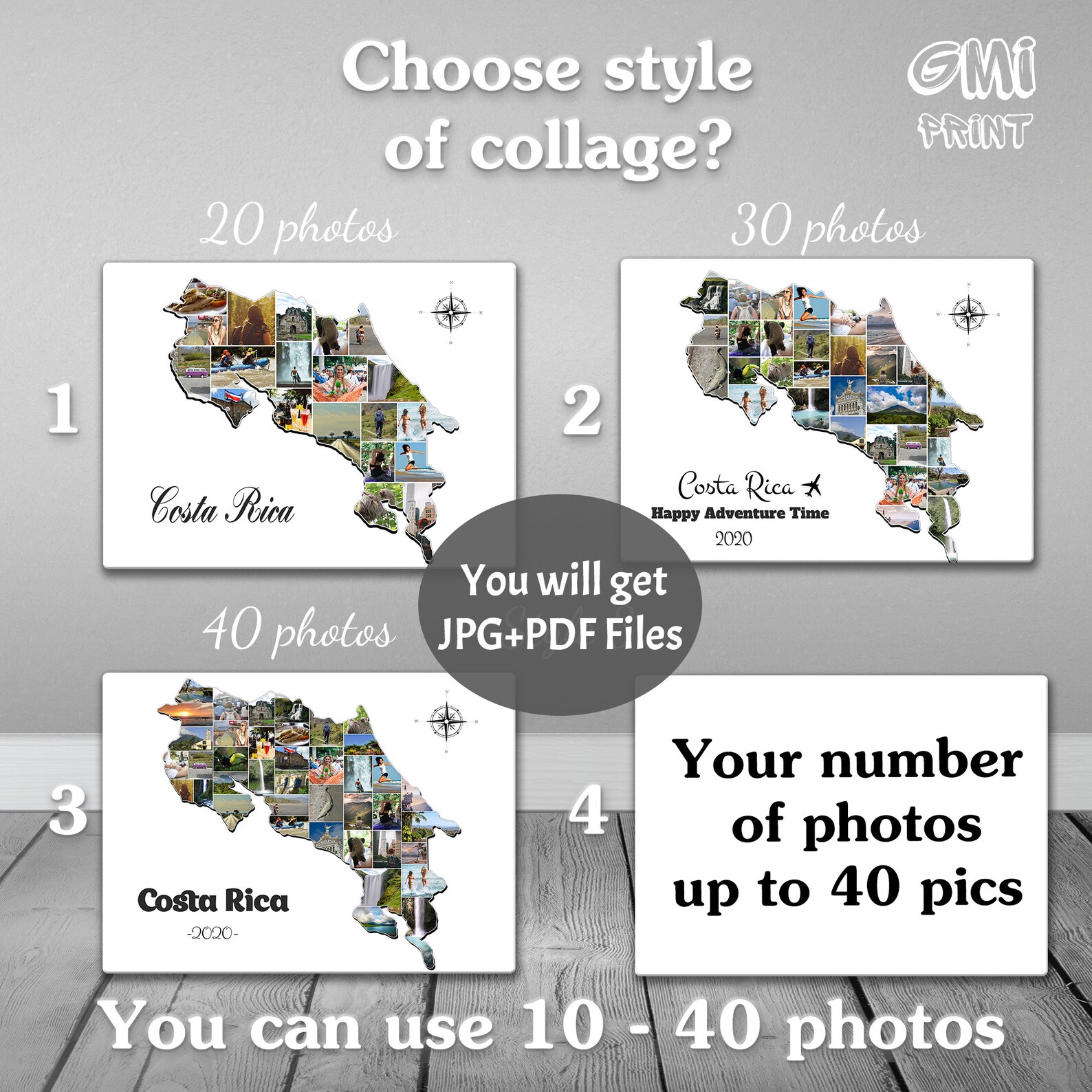 Costa Rica Photo Collage MAP Photo Collage Wedding Gift - Etsy