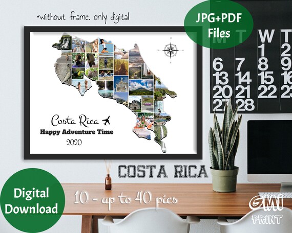 Costa Rica Photo Collage MAP Photo Collage Wedding Gift - Etsy