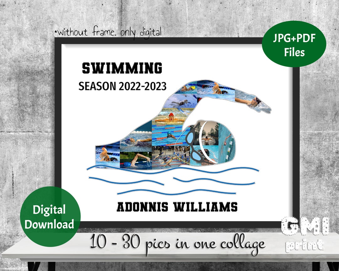 Swimmer Photo Collage, Sport Photo Gift, Gift for Player, Swimming ...