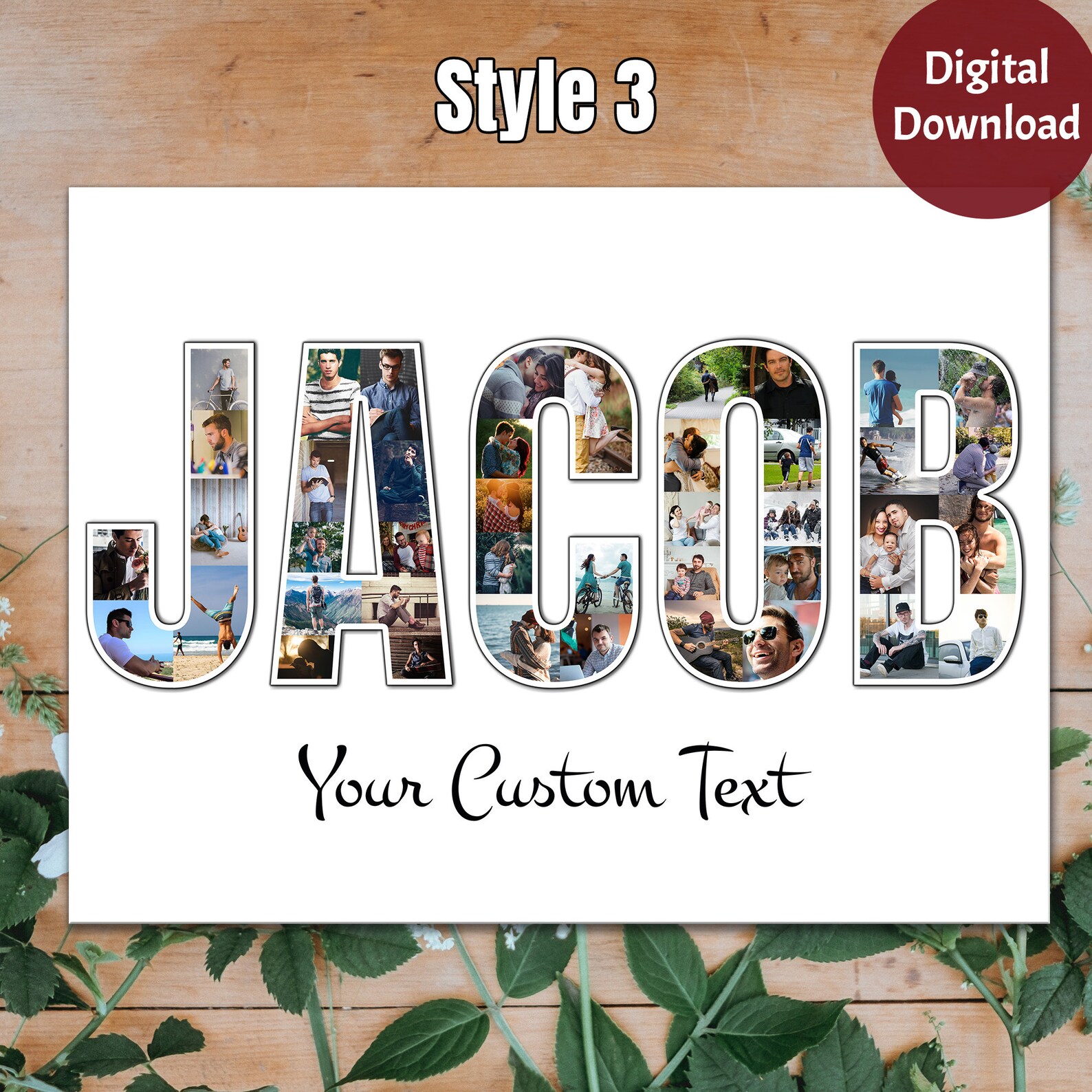 Any Name Photo Collage Personalized Photo Gift Word Photo - Etsy