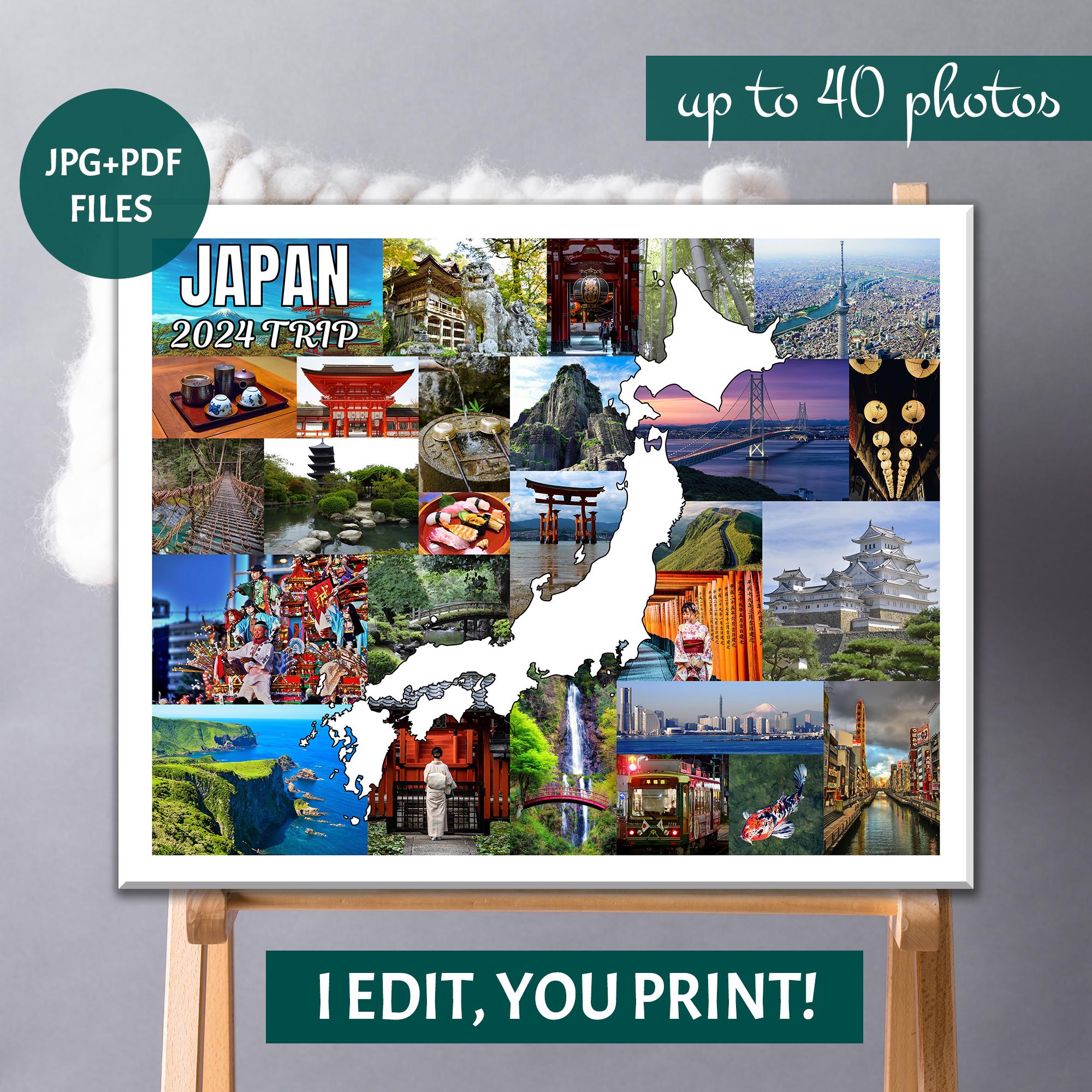 Japan Map Photo Collage, Japan Photo Gift, Wedding Gift, Vacation ...