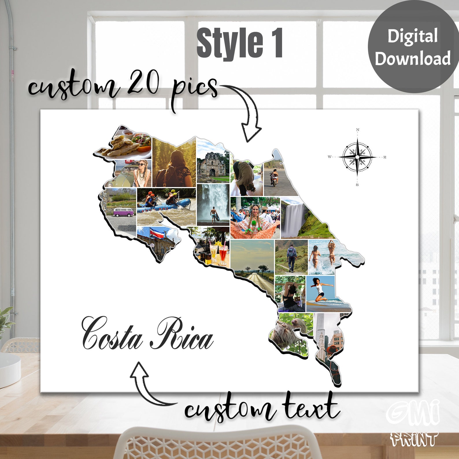 Costa Rica Photo Collage MAP Photo Collage Wedding Gift - Etsy
