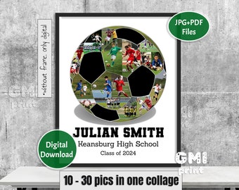 Soccer Ball Photo Collage, Senior Night Gift, Sports Photo Collage ...