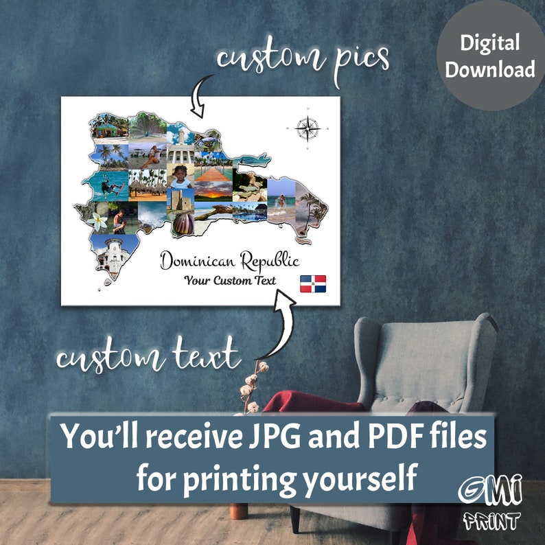 Dominican Republic Photo Collage MAP Collage Wedding Gift - Etsy