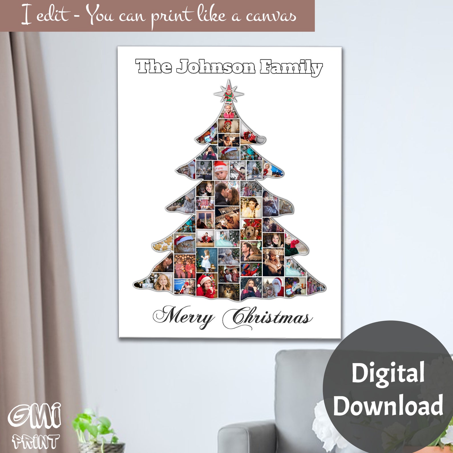 Tree Photo Collage Family Photo Gift Christmas Decoration - Etsy