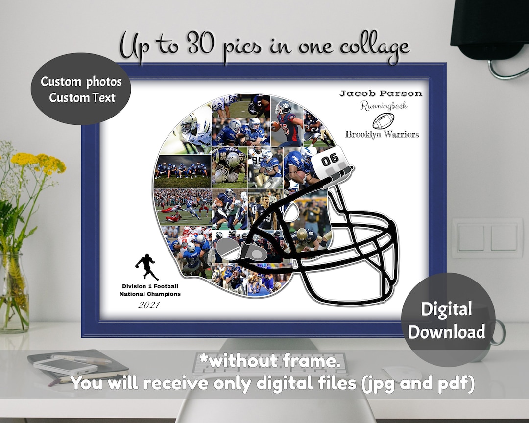 Football Photo Gift, American Football Photo Collage, Football Player ...