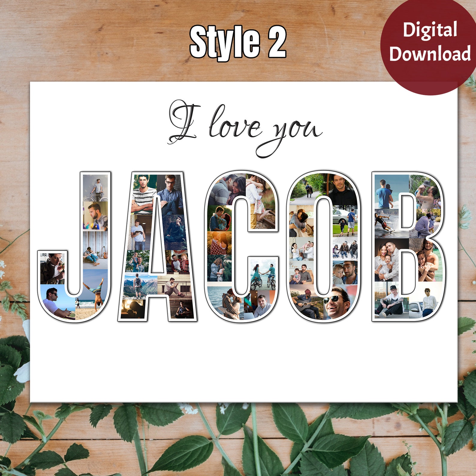 Any Name Photo Collage Personalized Photo Gift Word Photo - Etsy