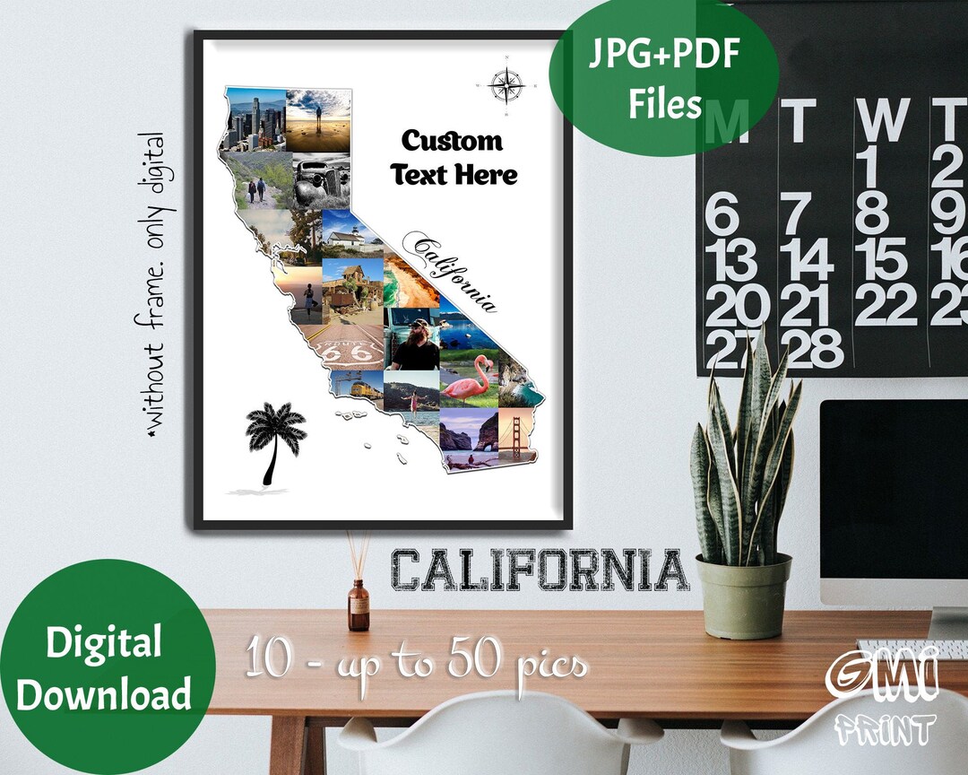 California State Map Collage, American Photo Collage, Anniversary Gift ...