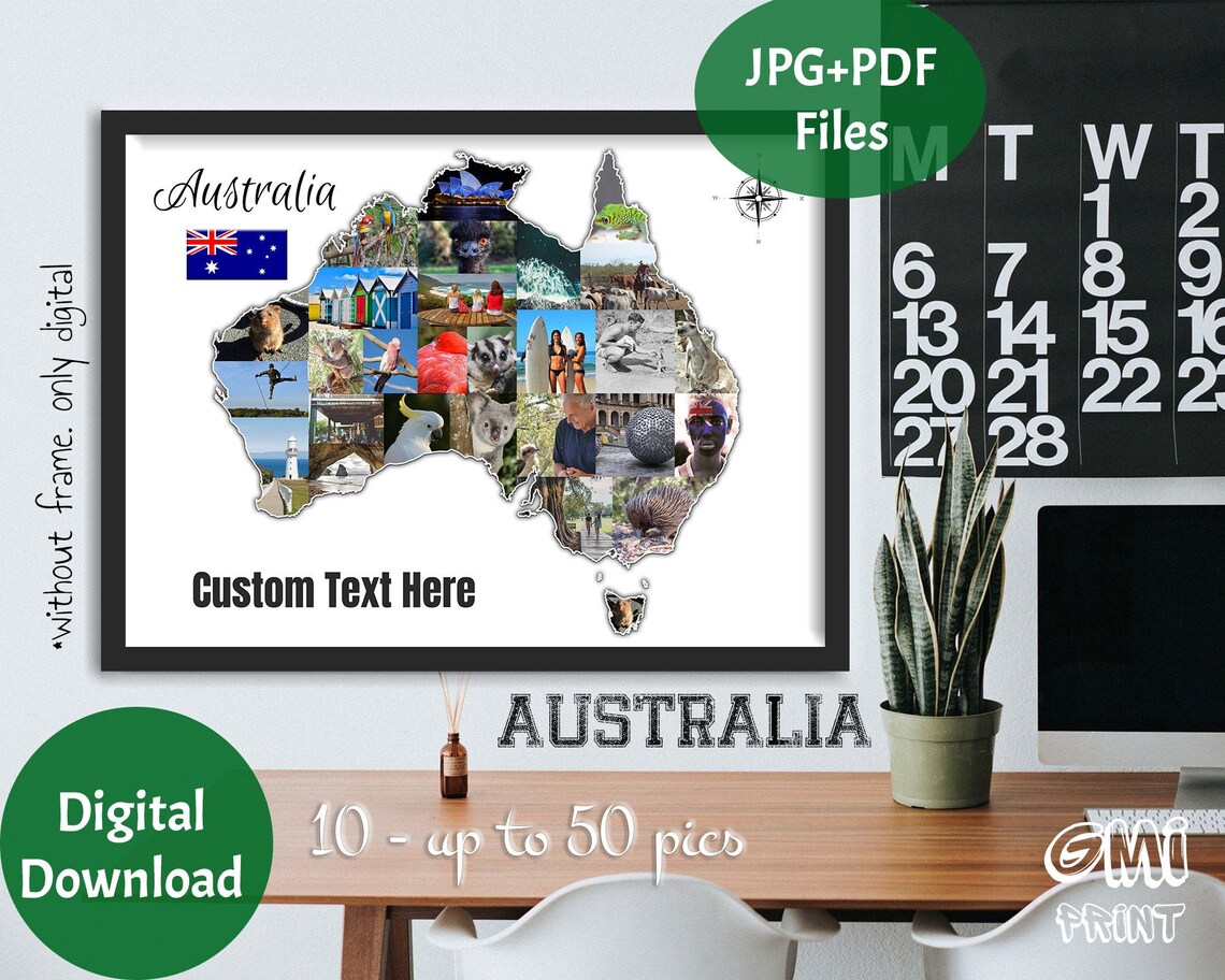 Australia Photo Collage Photo MAP Collage Wedding Gift | Etsy