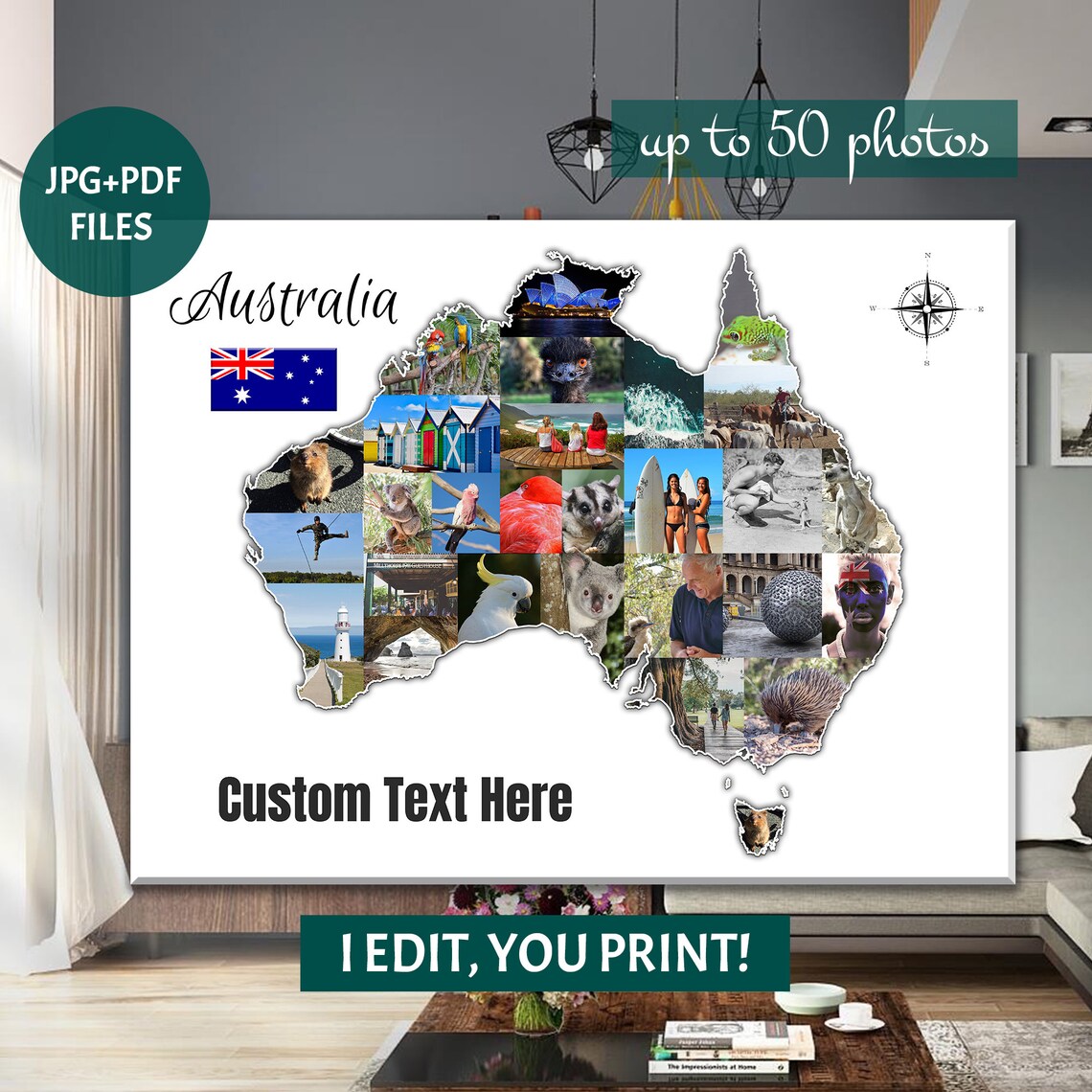 Australia Photo Collage Photo MAP Collage Wedding Gift | Etsy