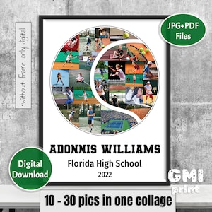 Tennis Photo Collage, Tennis Coach Gift, Gift for Player, Tennis Ball ...