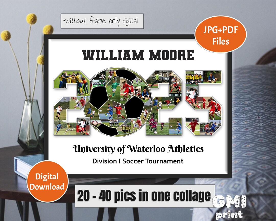2025 Soccer Photo Collage, 2024 Photo Gift, Gift for Player, Grad Sport ...