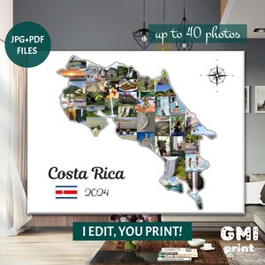 Costa Rica Photo Collage, MAP Photo Collage, Wedding Gift, Honeymoon ...