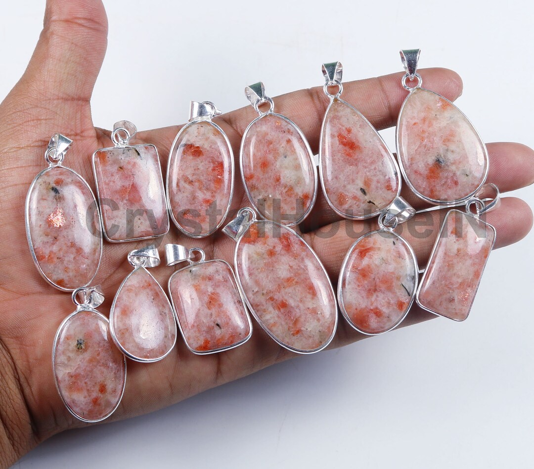 Elegant Sale Natural Pink Sunstone Pendants Gemstone Bezel - Etsy