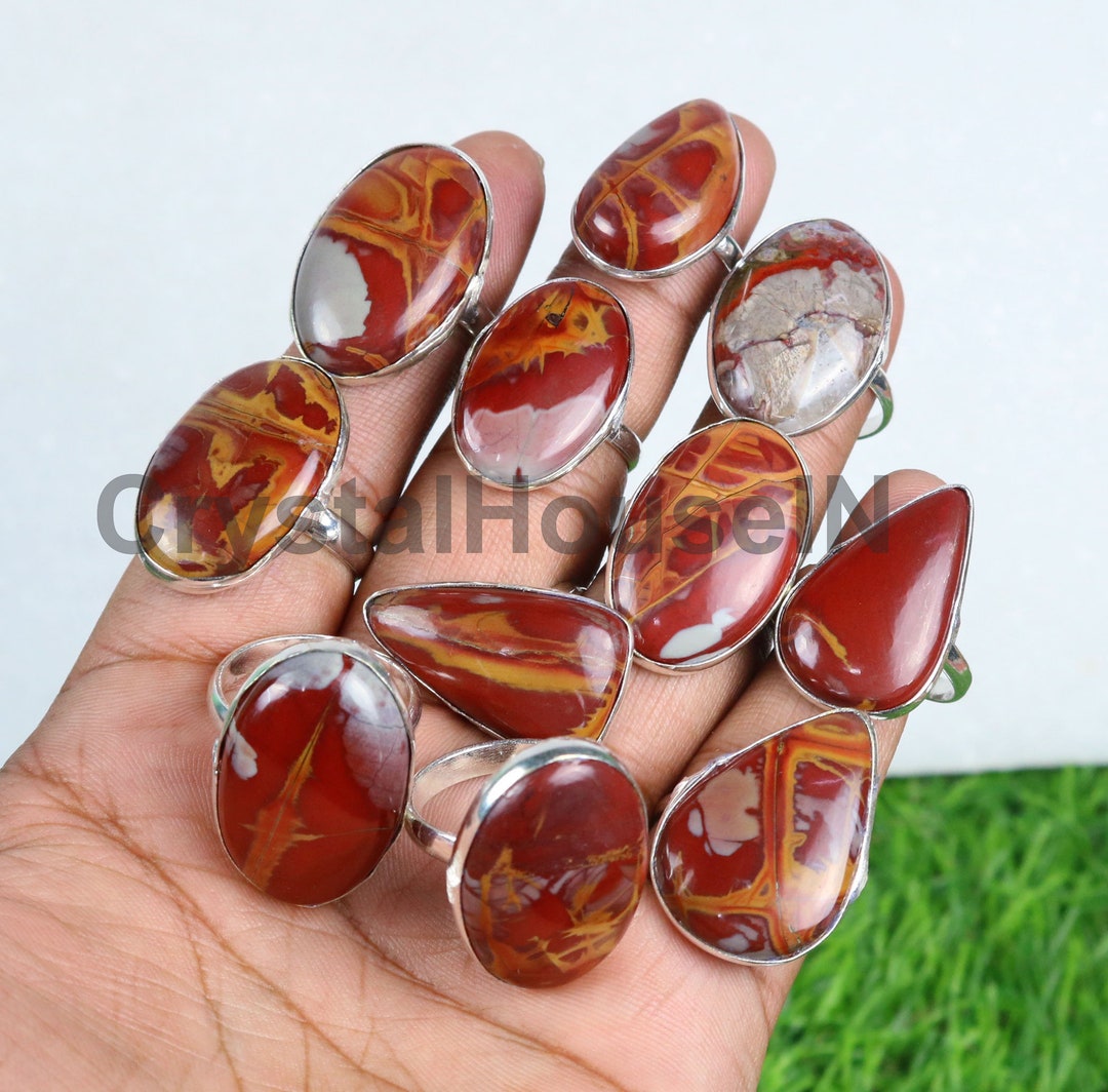 Trending Now !! Natural Red Noreen Jasper Bezel Rings, Noreen Jasper ...