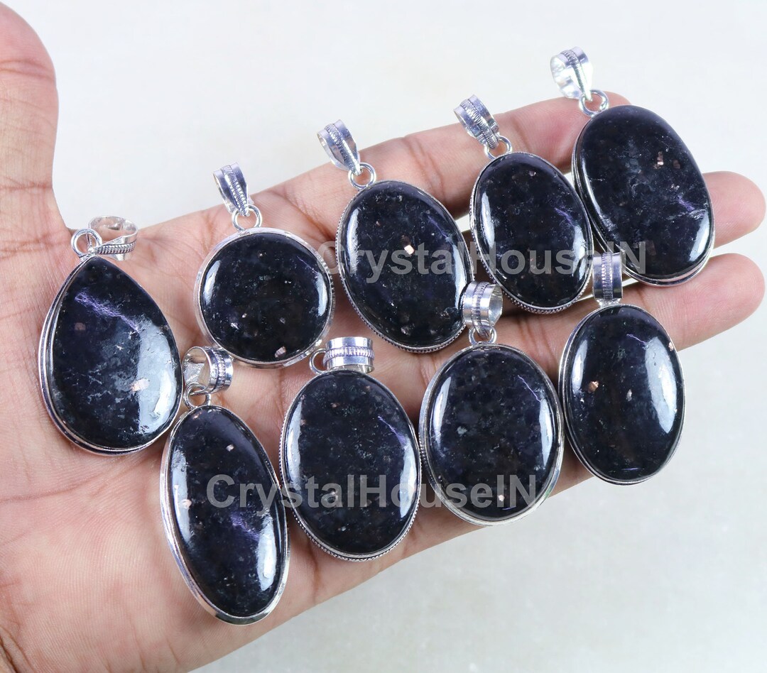 Natural Nuummite Gemstone 925 Solid Silver Pendant, Nuummite 925 Silver ...