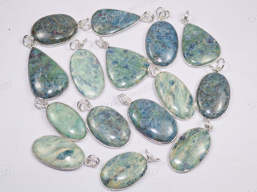 Natural Ruby Fuchsite Pendant, Ruby Fuchsite Gemstone Bezel Pendant ...