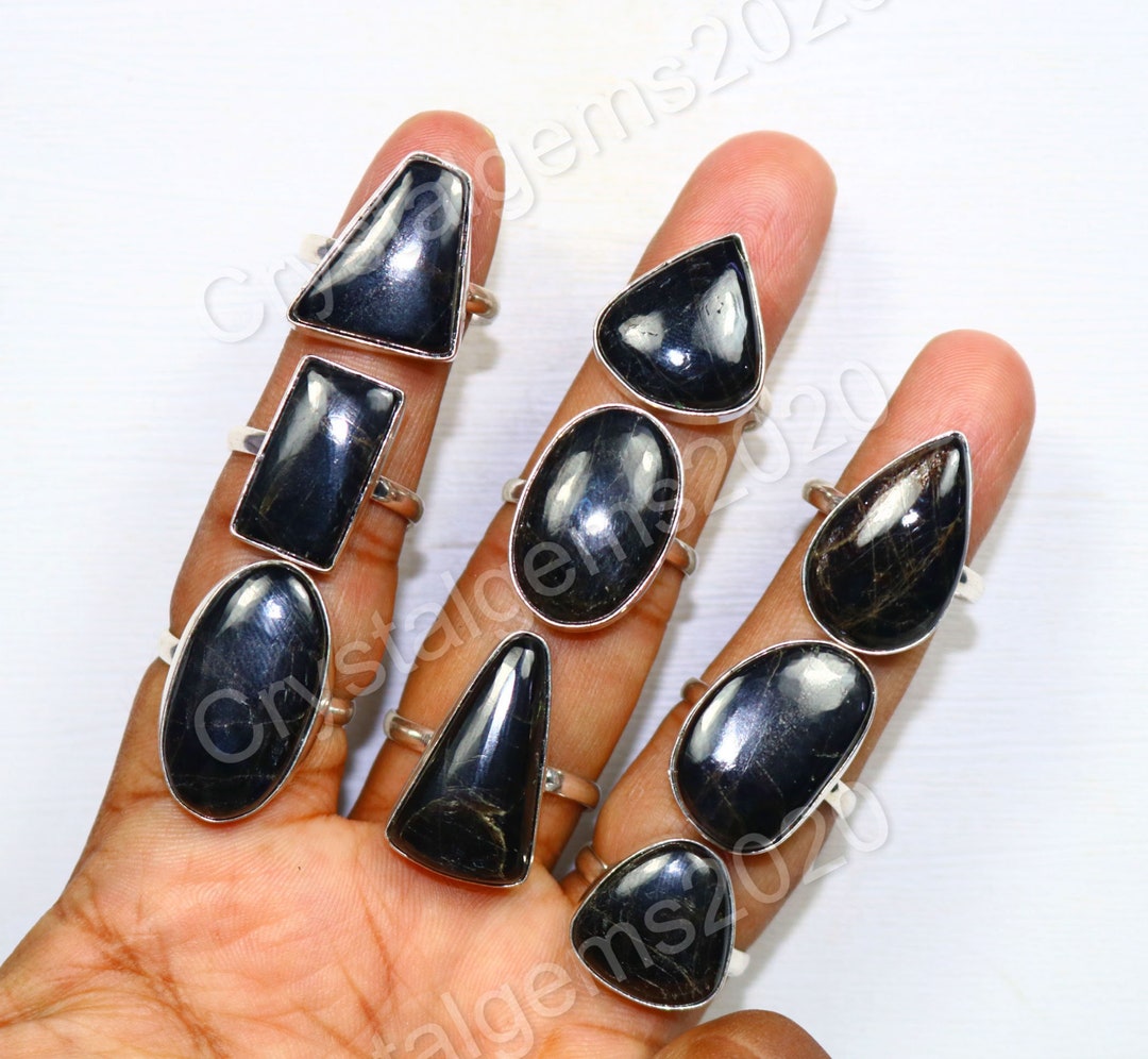 Natural Hypersthene Gemstone Ring, Hypersthene 925 Silver Plated Bezel ...