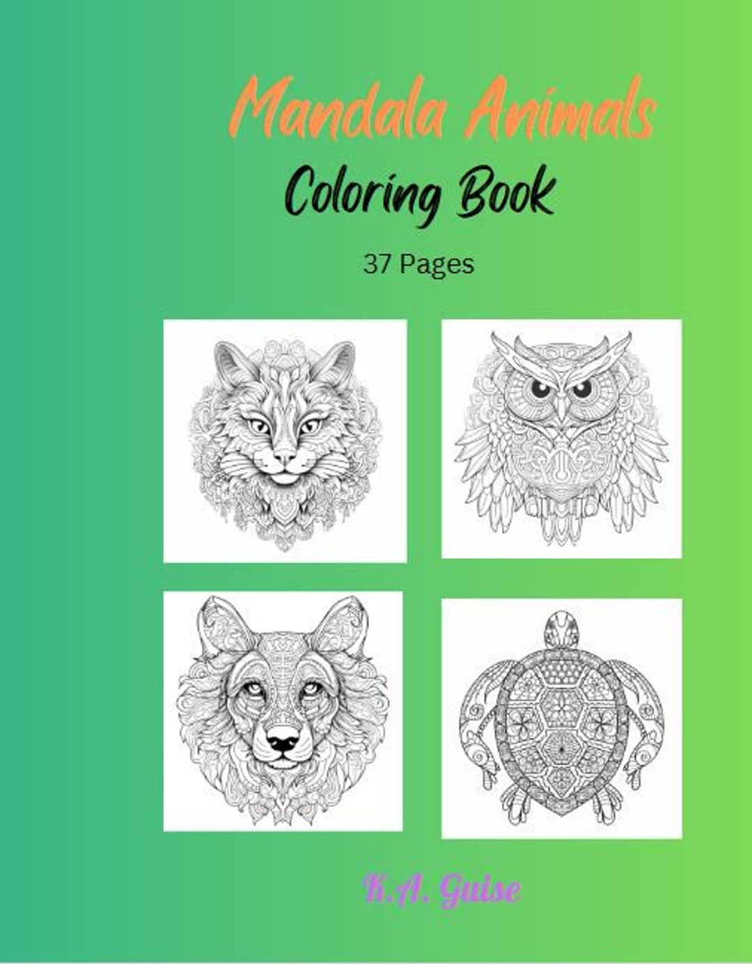 Mandala Animals Coloring Book Pages Inner Child Etsy