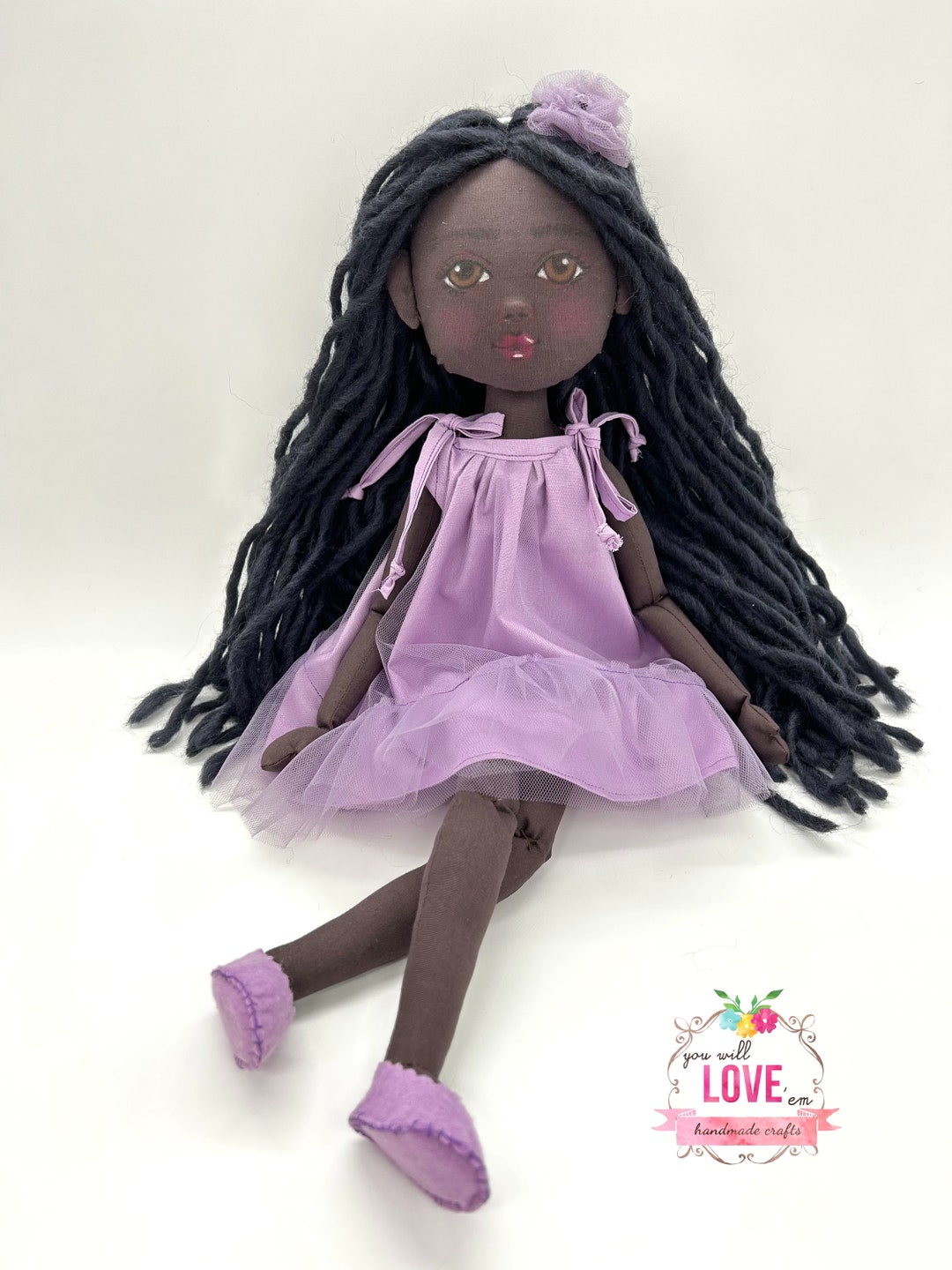 Eco Friendly Rag Doll With Very Dark Skin, Gingermelons La Luna Doll ...