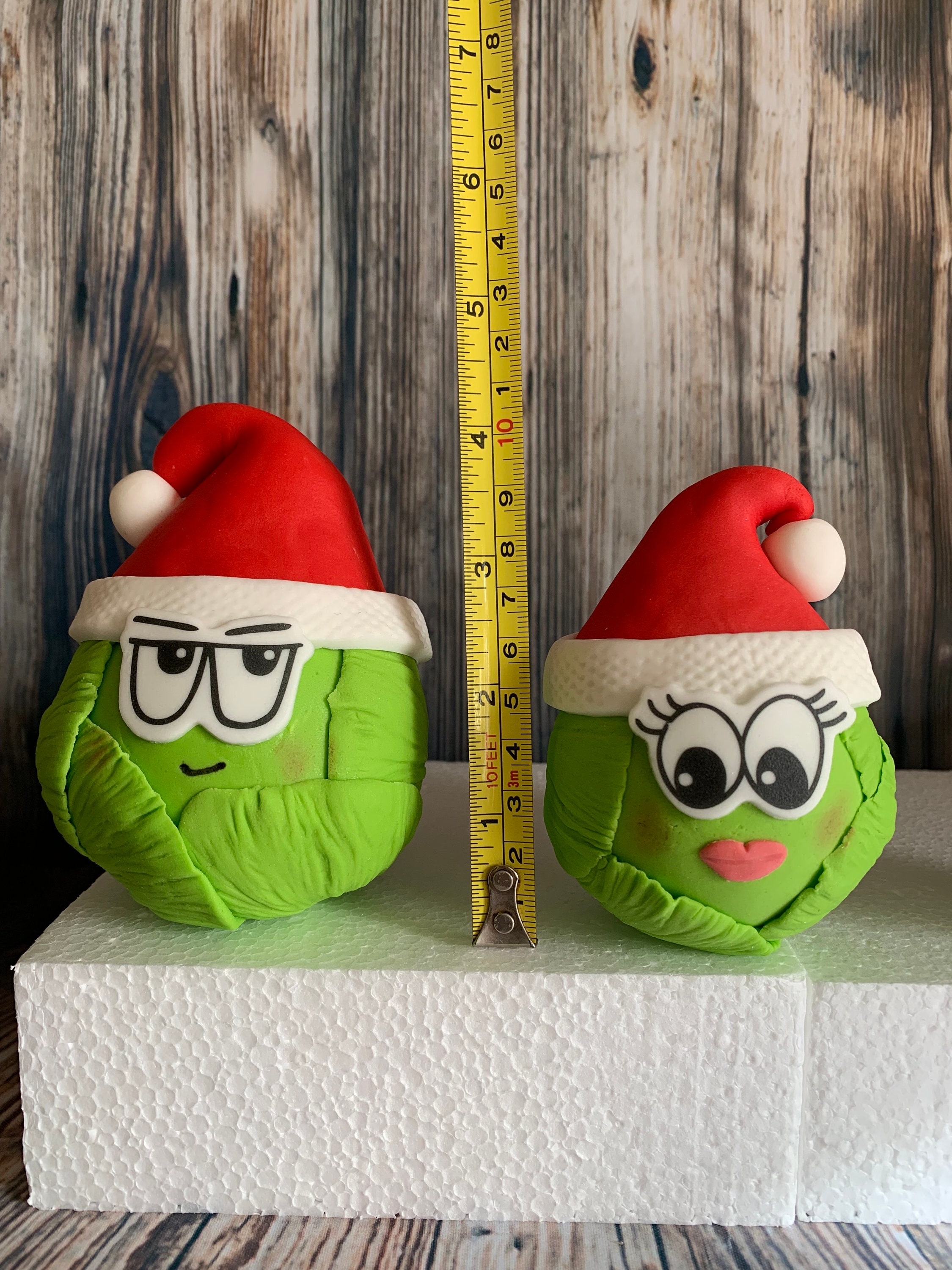 Sprouts With Santa Hats Christmas Cake Decorations Toppers - Etsy