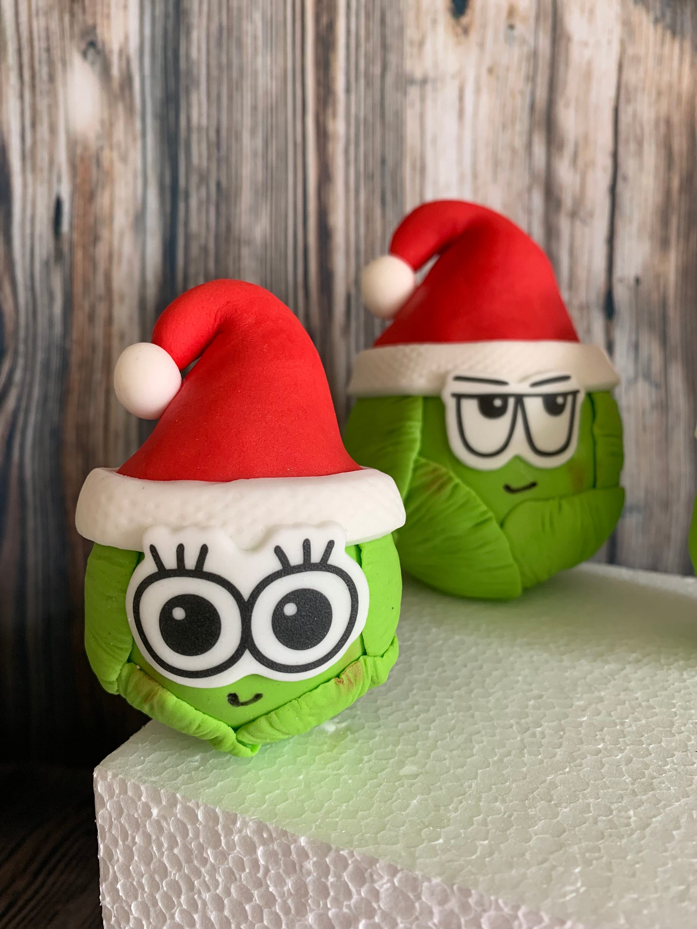 Sprouts With Santa Hats Christmas Cake Decorations Toppers - Etsy