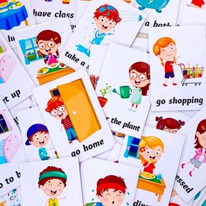 34pc Large Laminated Communication/ Educational Flash Cards With Steel ...