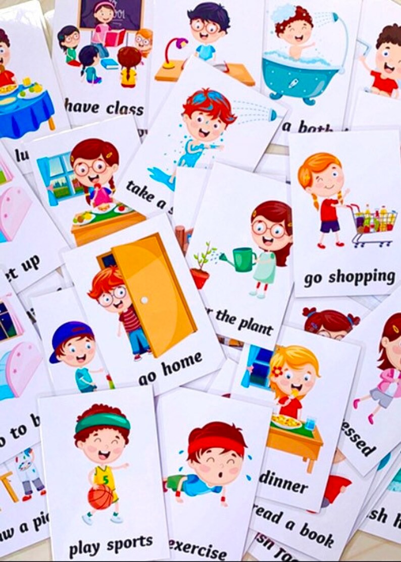 34pc Large Laminated Communication/ Educational Flash Cards With Steel ...