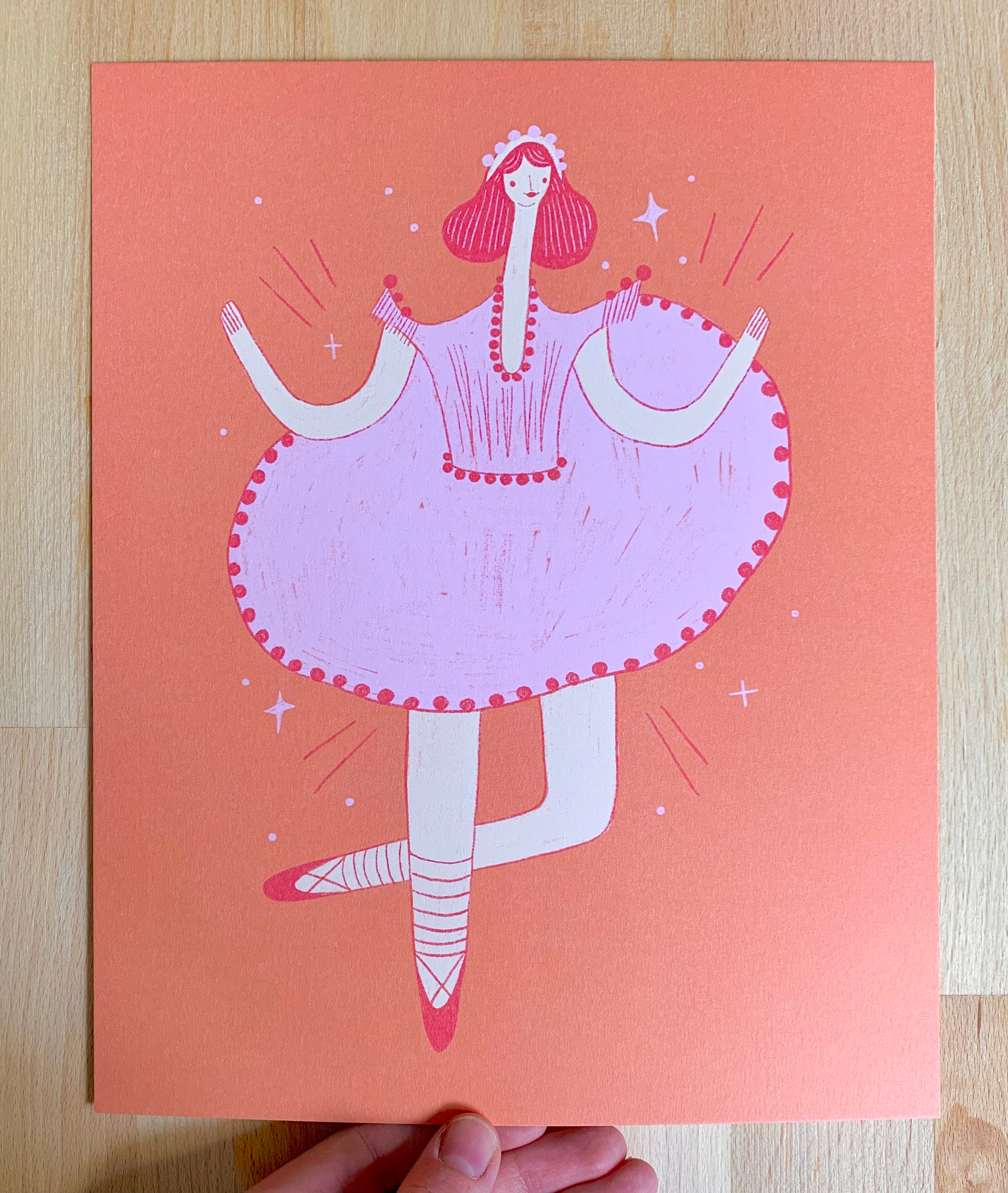 Ballerina in Pink Art Print | Etsy