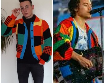 Harry Styles Colorful Cardigan - Etsy