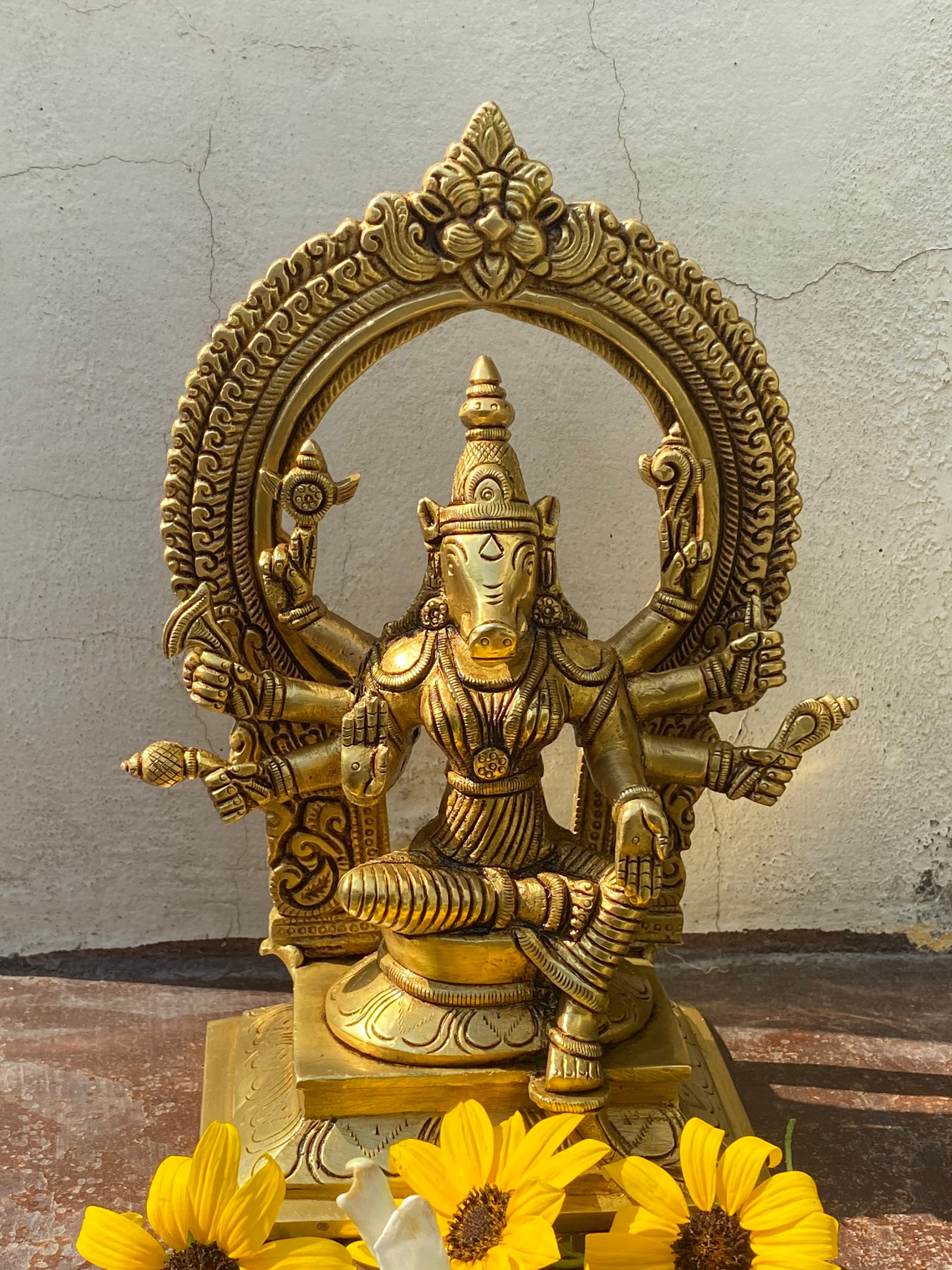 VARAHI Devi Handmade brass idol for temple, Shakti (feminine energy) of ...