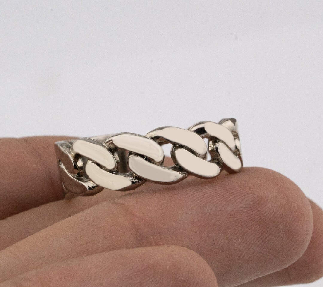 Sterling Silver Chain Ring: Handmade 925 Silver Band - Etsy