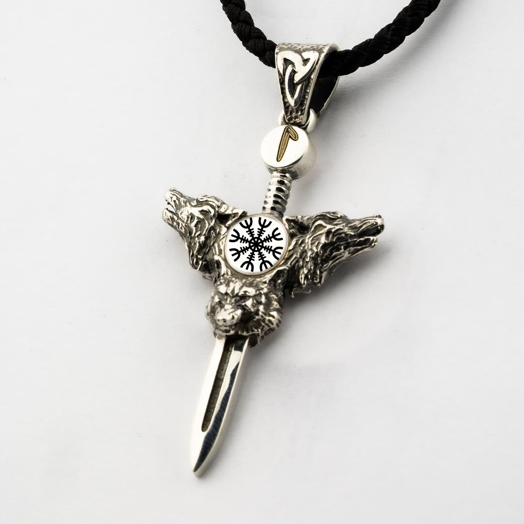 Colar de lobo de prata, presente de mitologia nórdica, gravura pessoal ...