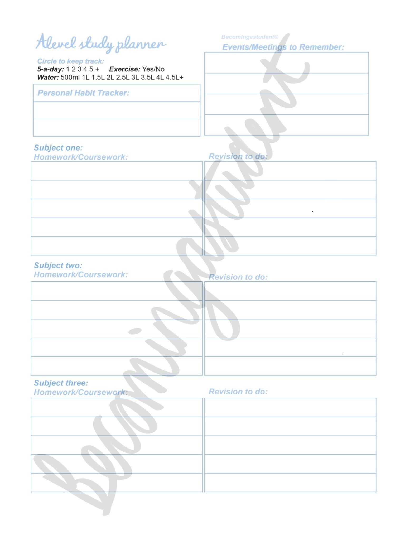 Instant Download Printable A-level Planner - Etsy