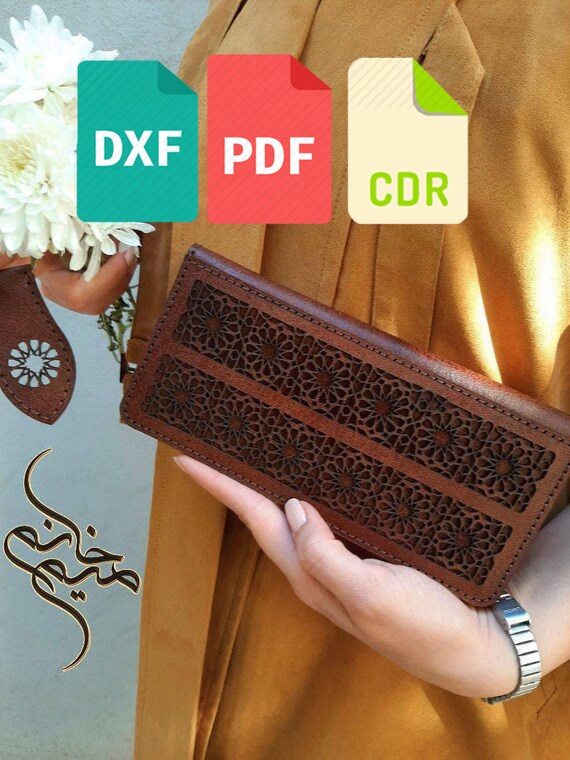 Leather travel wallet bag pattern for laser cut and print cdr dxf and ...