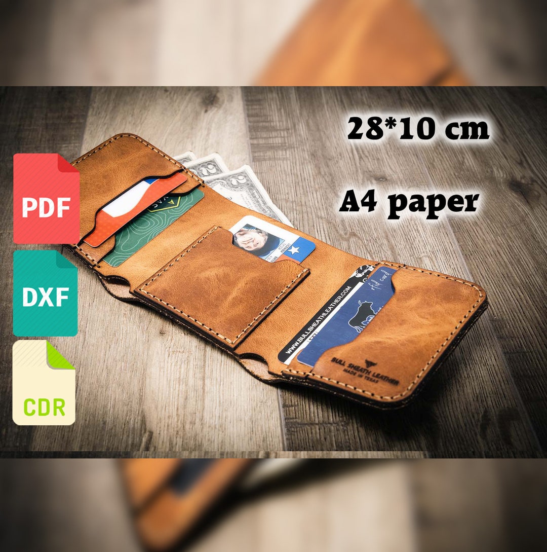 Leather Wallet Template & Pattern for Laser Cut and Print Cdr, Dxf and ...