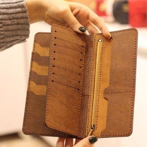 Leather Long Wallet Template & Pattern for Laser Cut and Print Cdr, Dxf ...