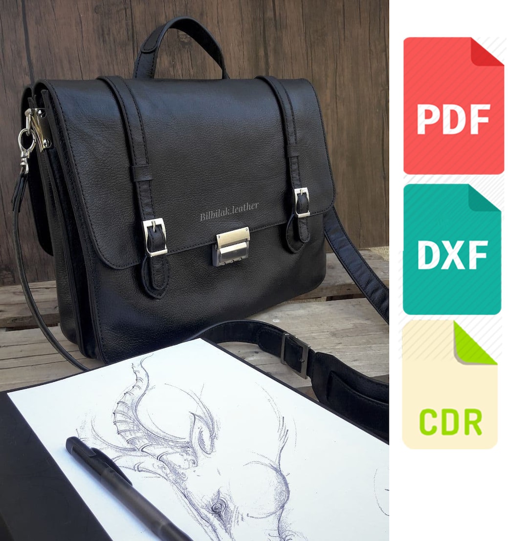 Leather Two Doors Briefcase Bag Template & Pattern for Laser Cut and ...