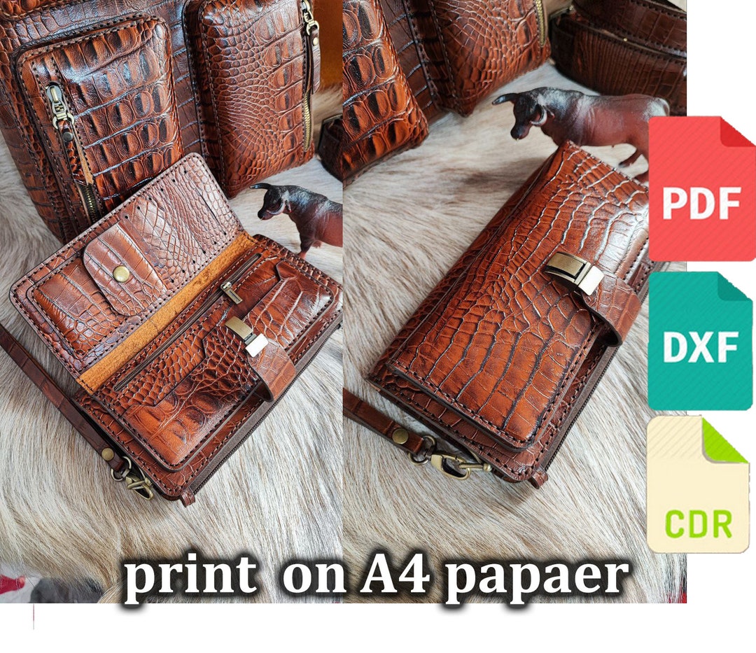 Leather Long Wallet Template & Pattern for Laser Cut and Print Cdr, Dxf ...