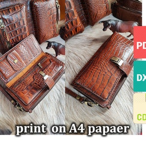 Leather Long Wallet Template & Pattern for Laser Cut and Print Cdr, Dxf ...