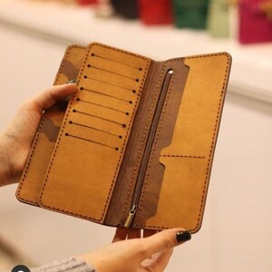 Leather Long Wallet Template & Pattern for Laser Cut and Print Cdr, Dxf ...