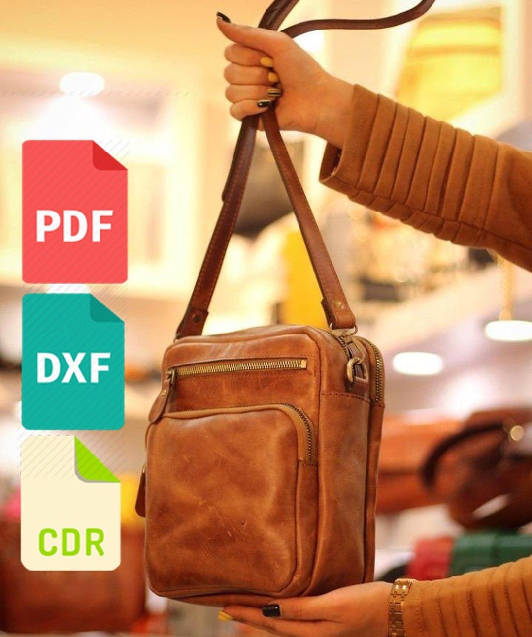 Leather Crossbody Bag Template & Pattern for Laser Cut and Print Cdr ...