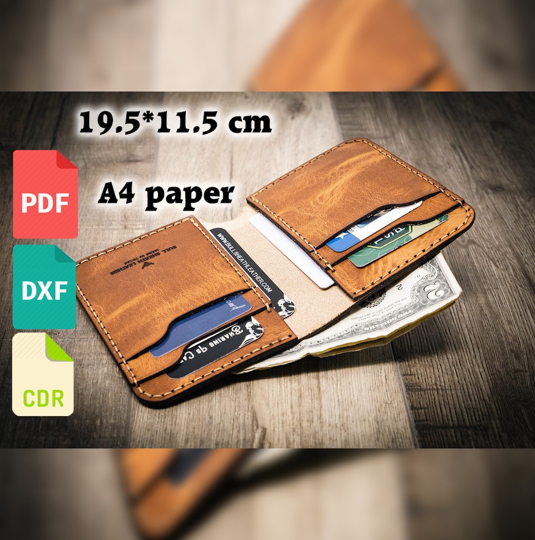 Leather Wallet Template & Pattern for Laser Cut and Print Cdr, Dxf and ...