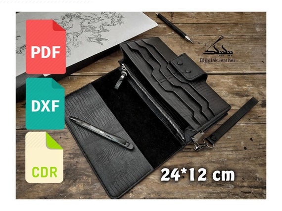 Leather Long Wallet Template & Pattern for Laser Cut and Print | Etsy