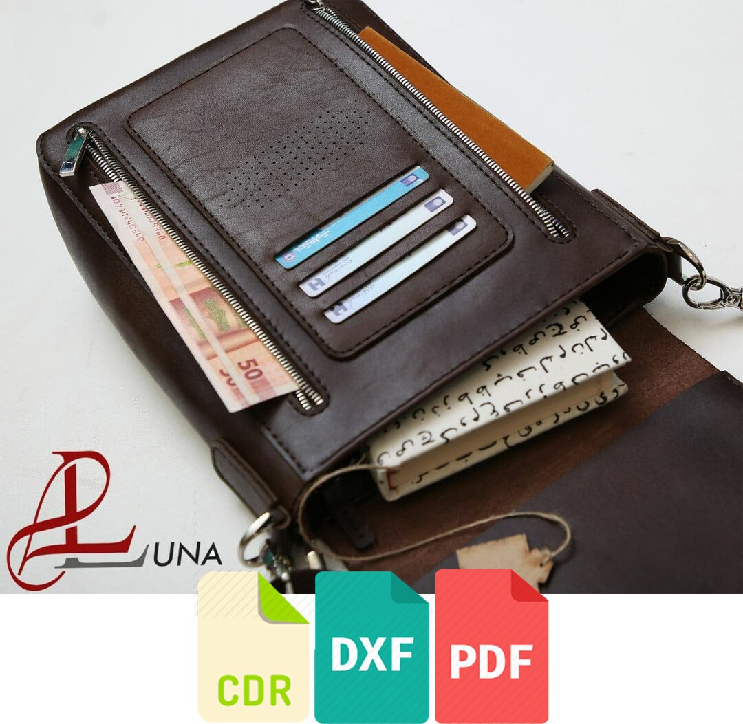 Leather Crossbody Bag Template & Pattern for Laser Cut and Print Cdr ...