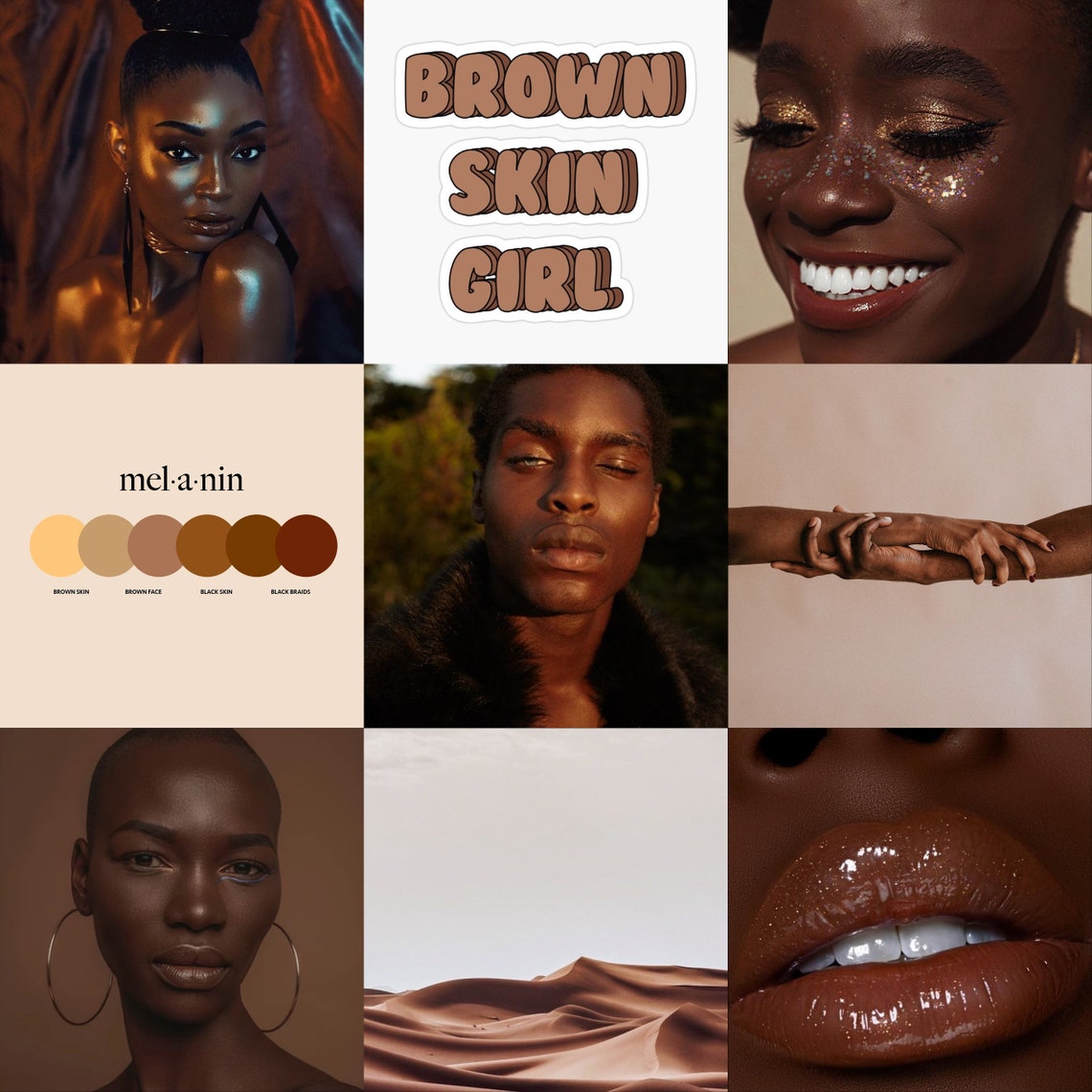 Melanin/brown Aesthetic Wall Collage; 80 DIY Tezza Collage Kit; Melanin ...