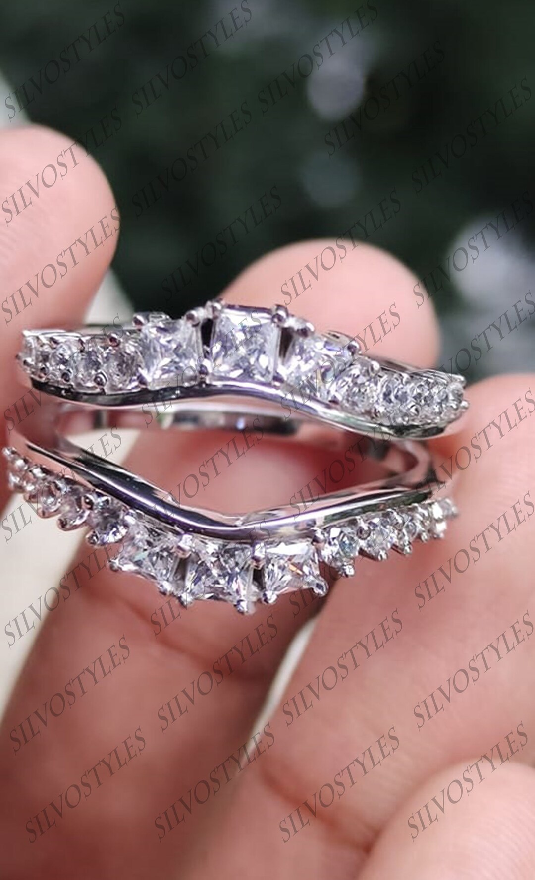 2 Ct Princess Cut Diamond Enhancer Wrap Guard Engagement - Etsy