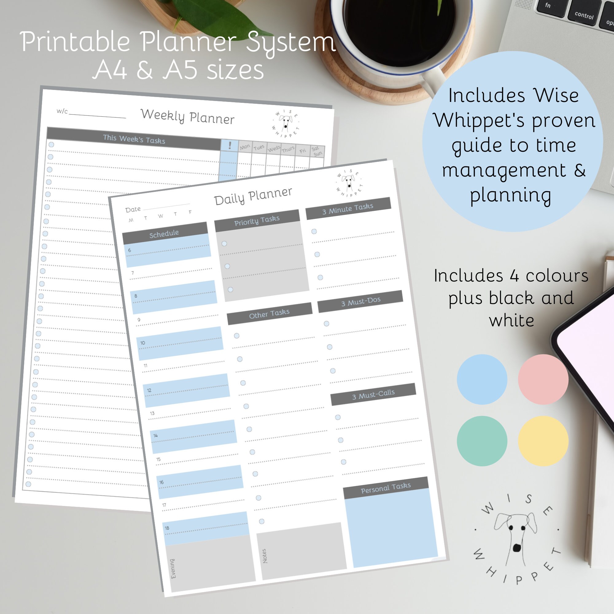 Mega bundle of 24 printable planning/wellness templates A4/A5 | Etsy
