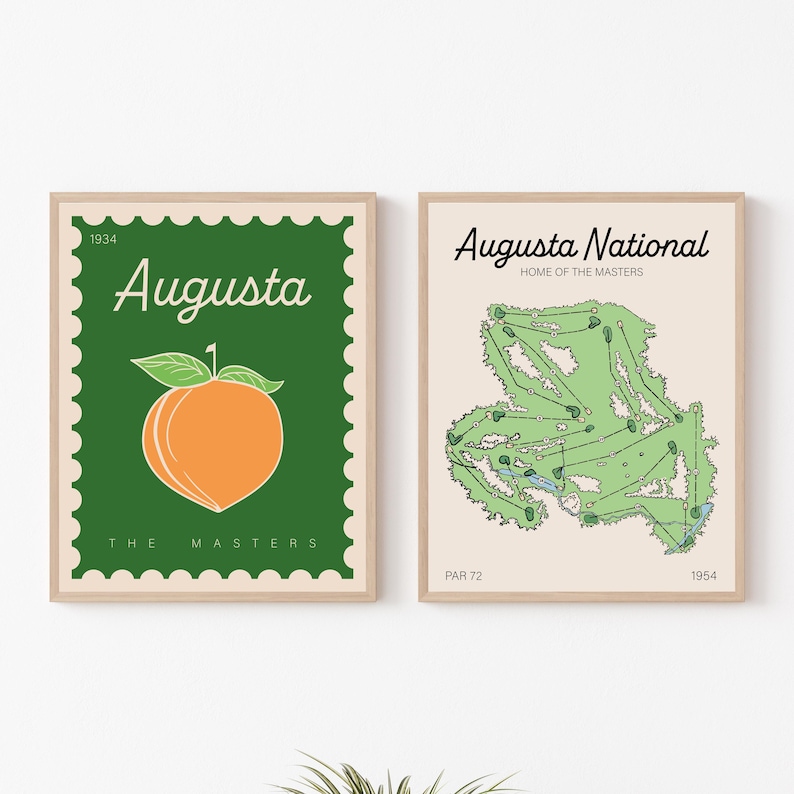 Augusta Course Map | Golf | Travel | Print | Poster | Gift | Home Decor ...